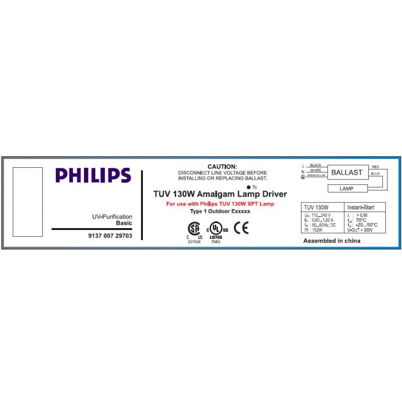 PHILIPS 130W TUV Amalgaam Germicidal Lamp XPT System Driver / Ballast